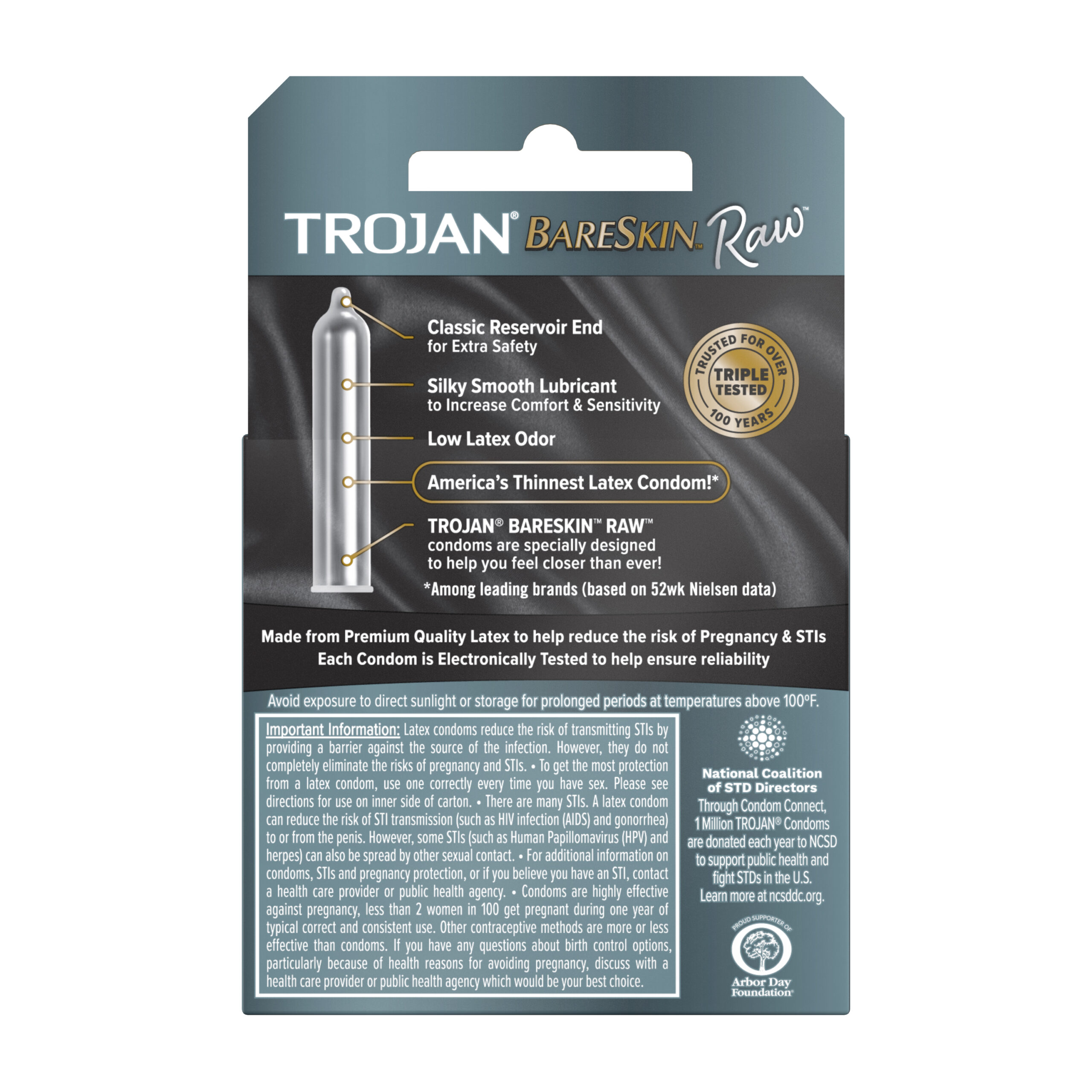 TROJAN BARESKIN RAW 3 Count Condoms - Paradise Marketing