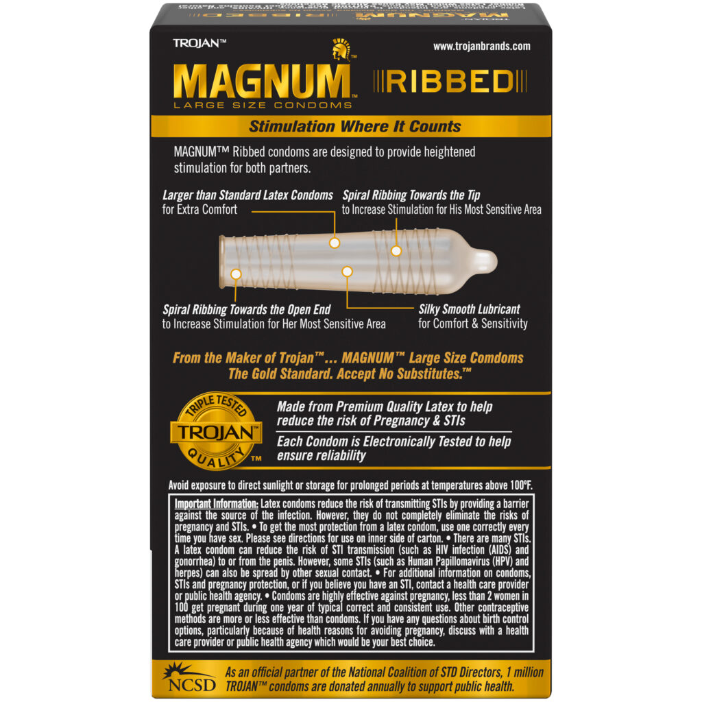 Trojan Magnum Ribbed 12 Count Condoms - Paradise Marketing