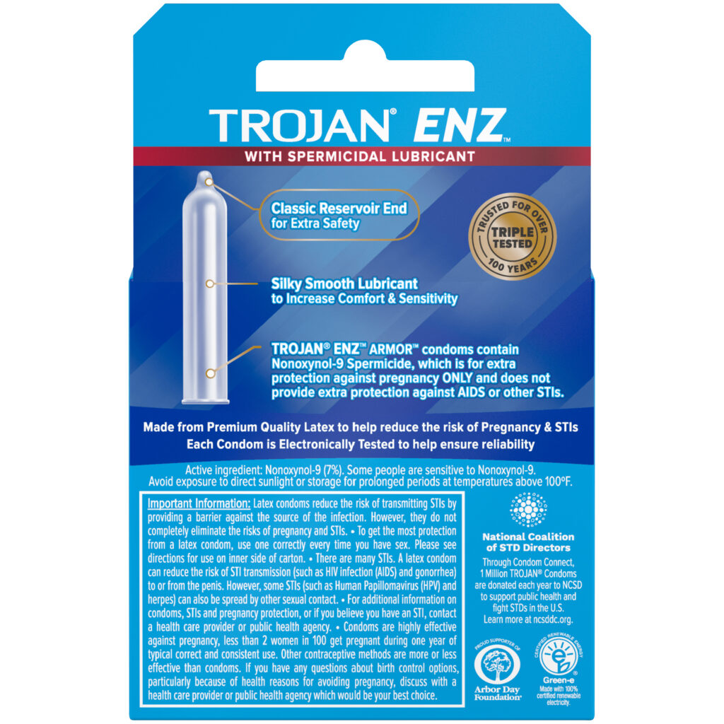 Trojan Enz ARMOR Spermicidal 3 Count Condoms - Paradise Marketing