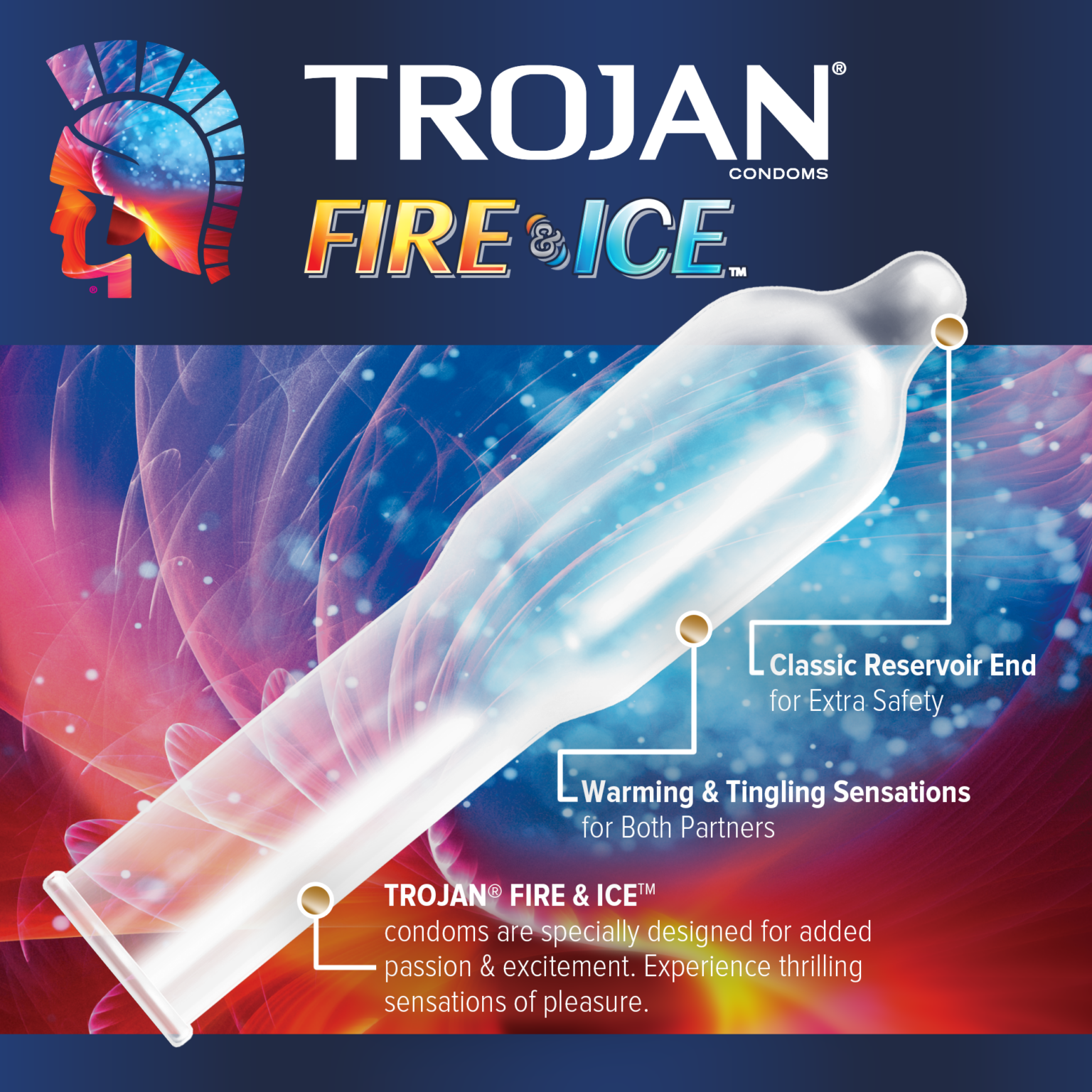 Trojan Fire & Ice 3 Count Condoms - Paradise Marketing