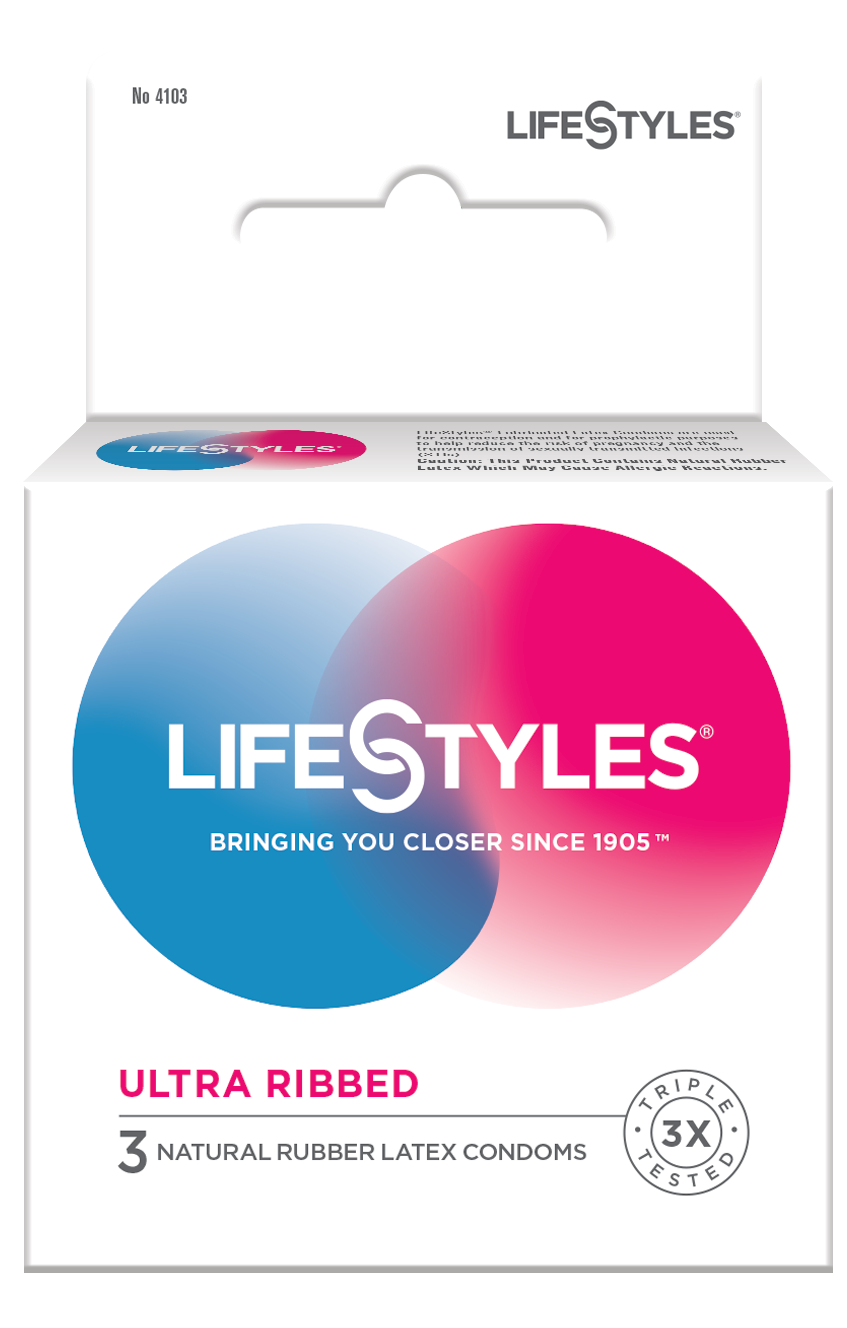Lifestyles Ultra Ribbed 3 Count Condoms - Paradise Marketing