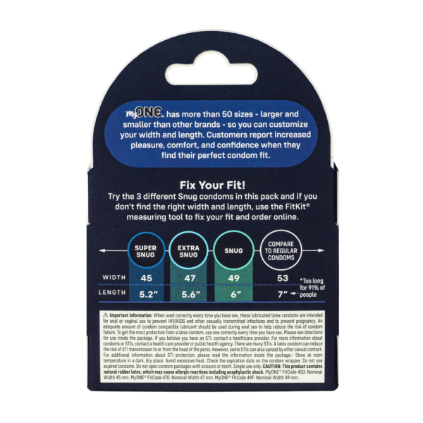 ONE MyONE Snug Sampler 3 Count Condoms - Paradise Marketing